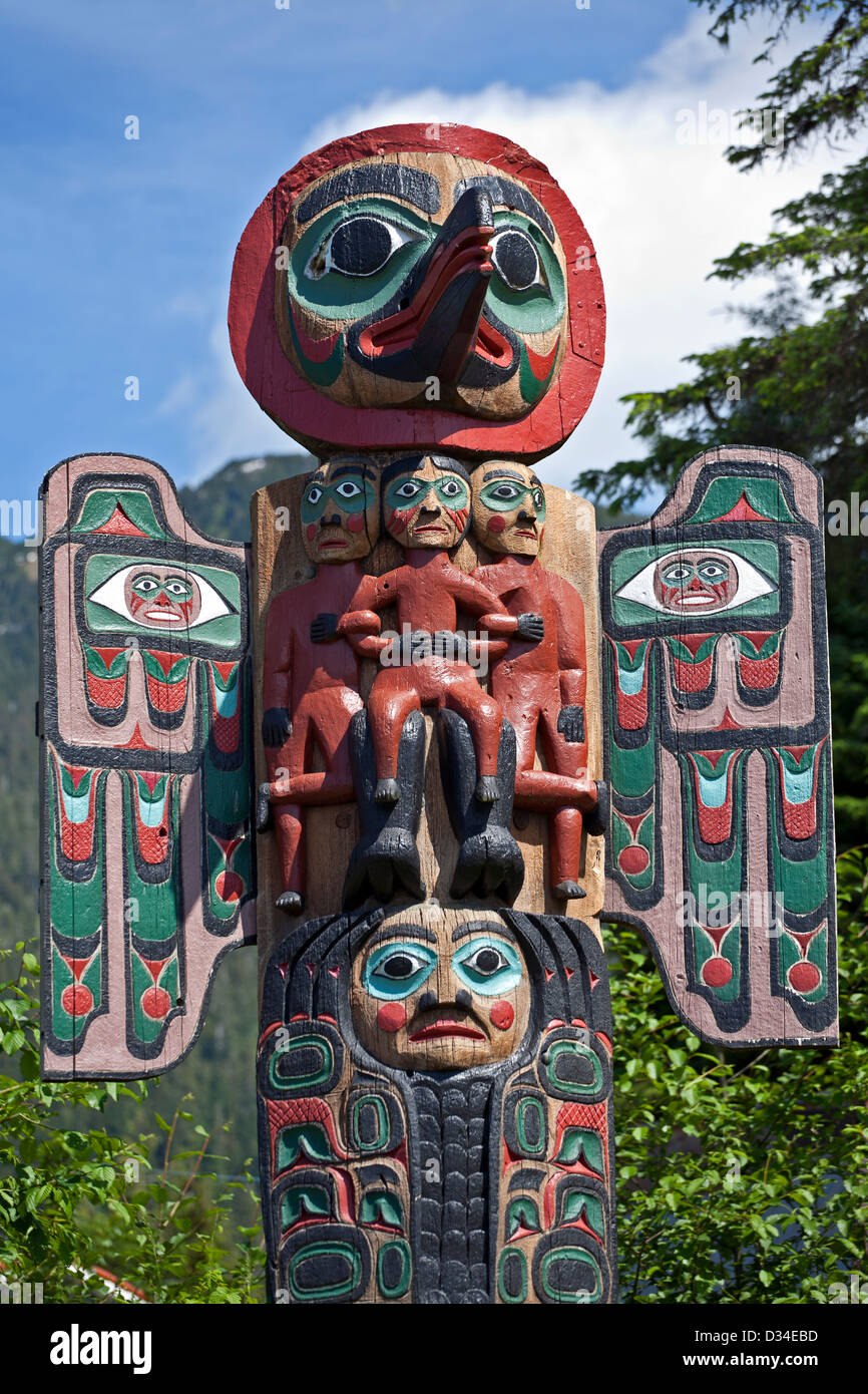 Totem pole. Saxman Heritage Center. Ketchikan. Alaska. USA Stock Photo ...