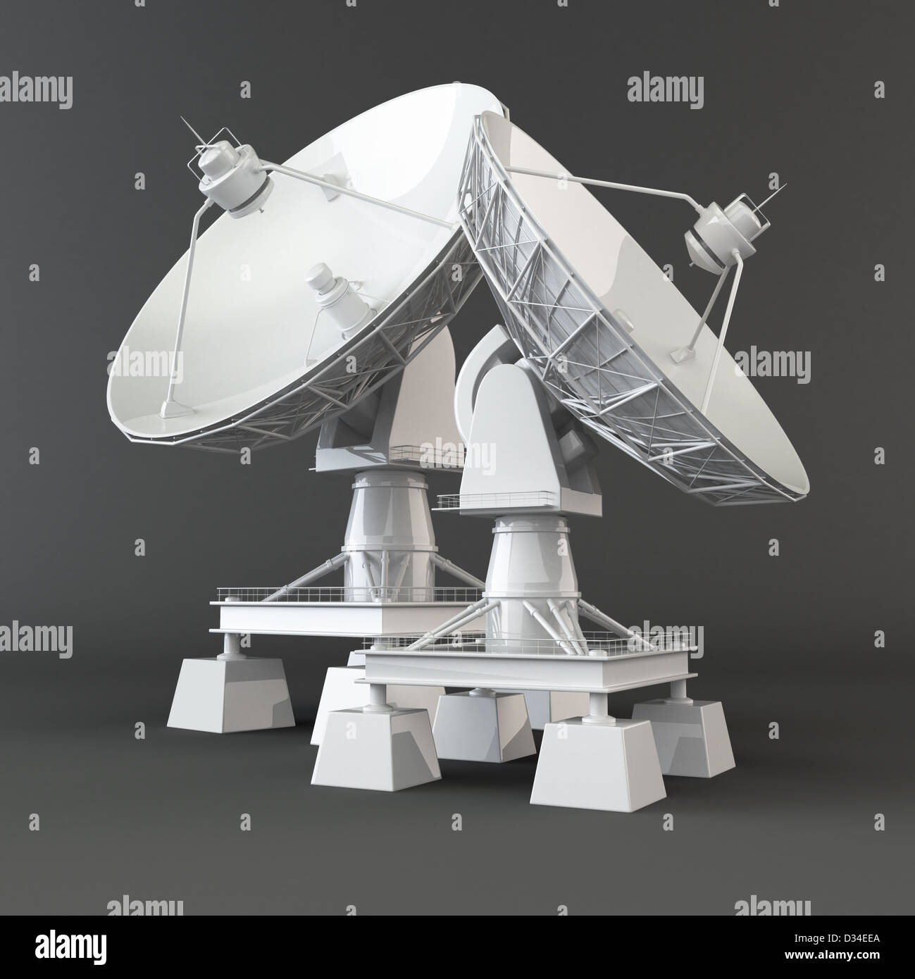 Communiation. Satellite dish on grey background. 3d Stock Photo - Alamy