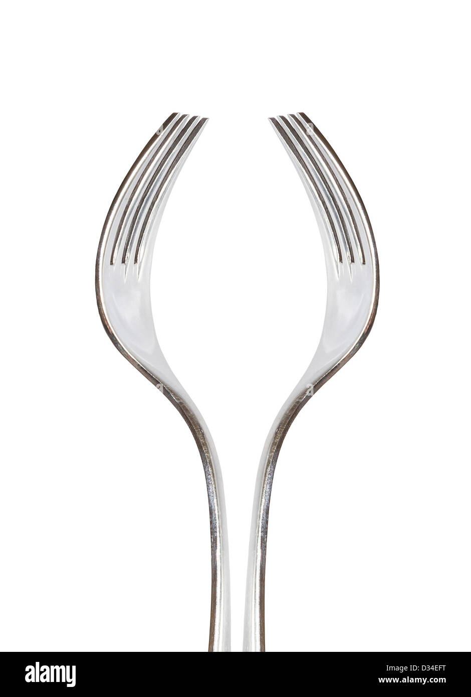 Artistic cup of wine form made with two forks isolated on white ...