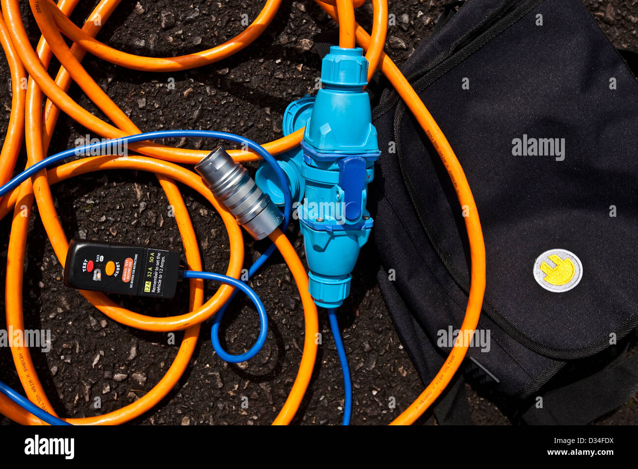 Charging wires for the BMW Electric powered Mini E car Stock Photo - Alamy