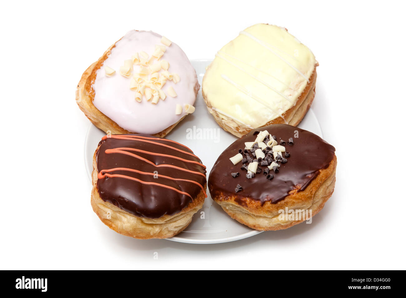 Iced donuts isolated on a white studio background Stock Photo - Alamy