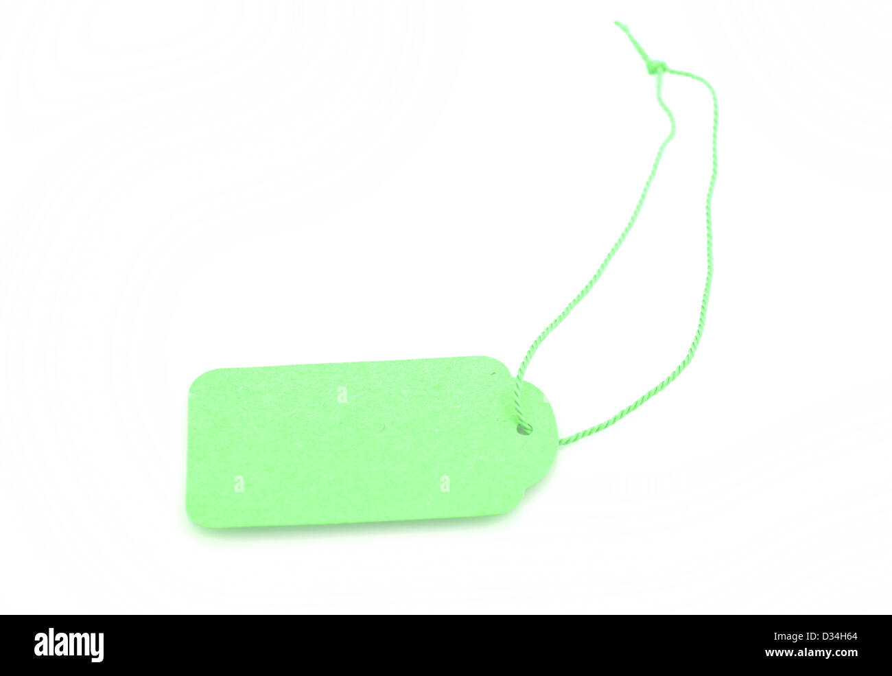 Blank green tag tied to write own message Stock Photo - Alamy