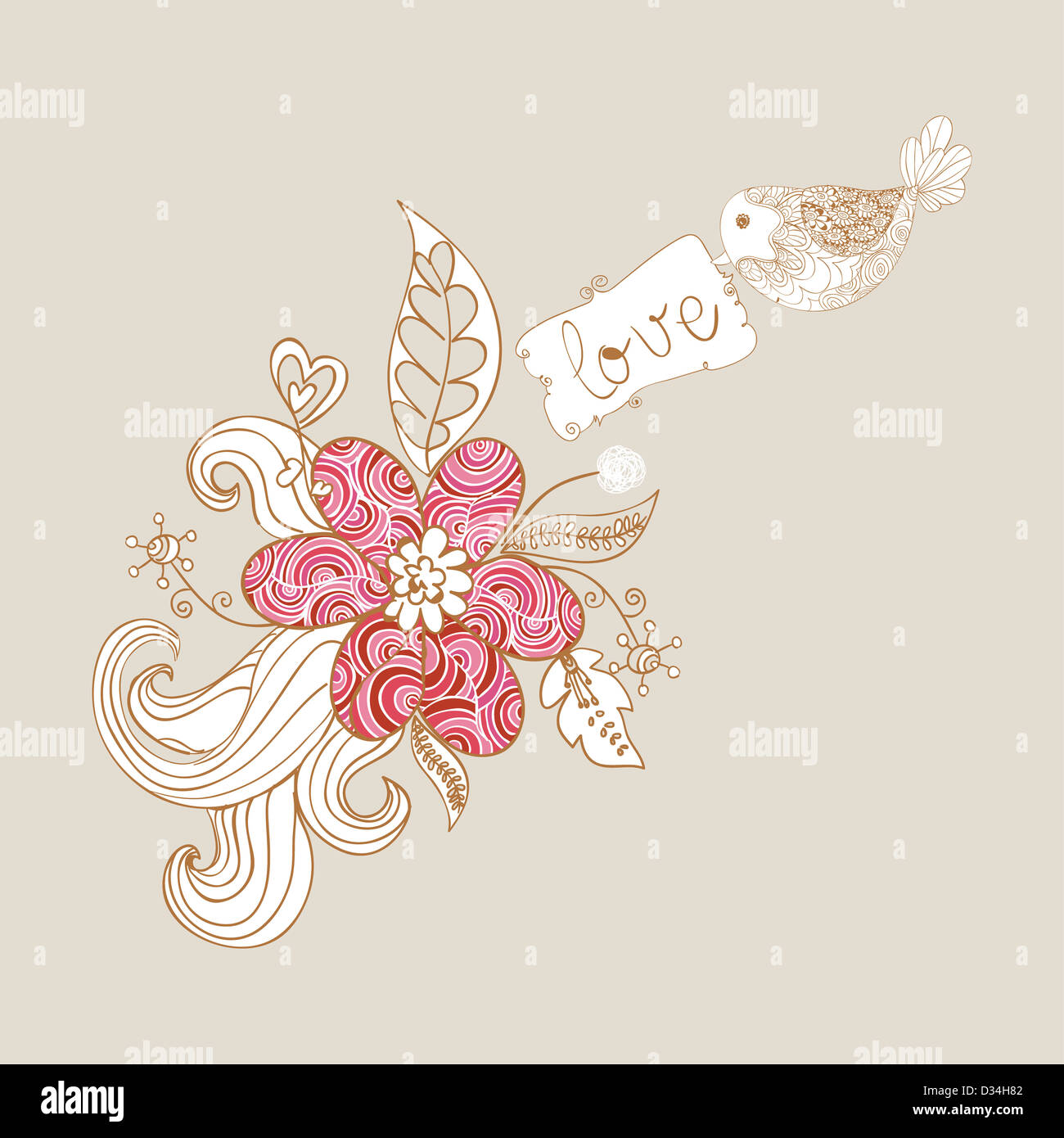 Valentine day spring bird love background. Vector illustration layered ...