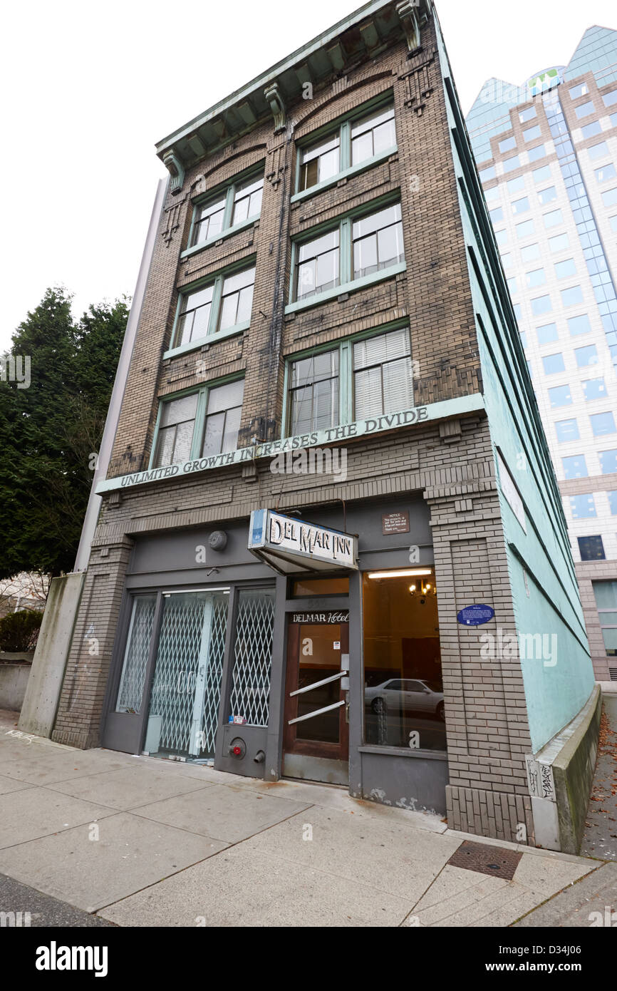 the del mar inn hotel heritage building with bc hydro tower in the ...