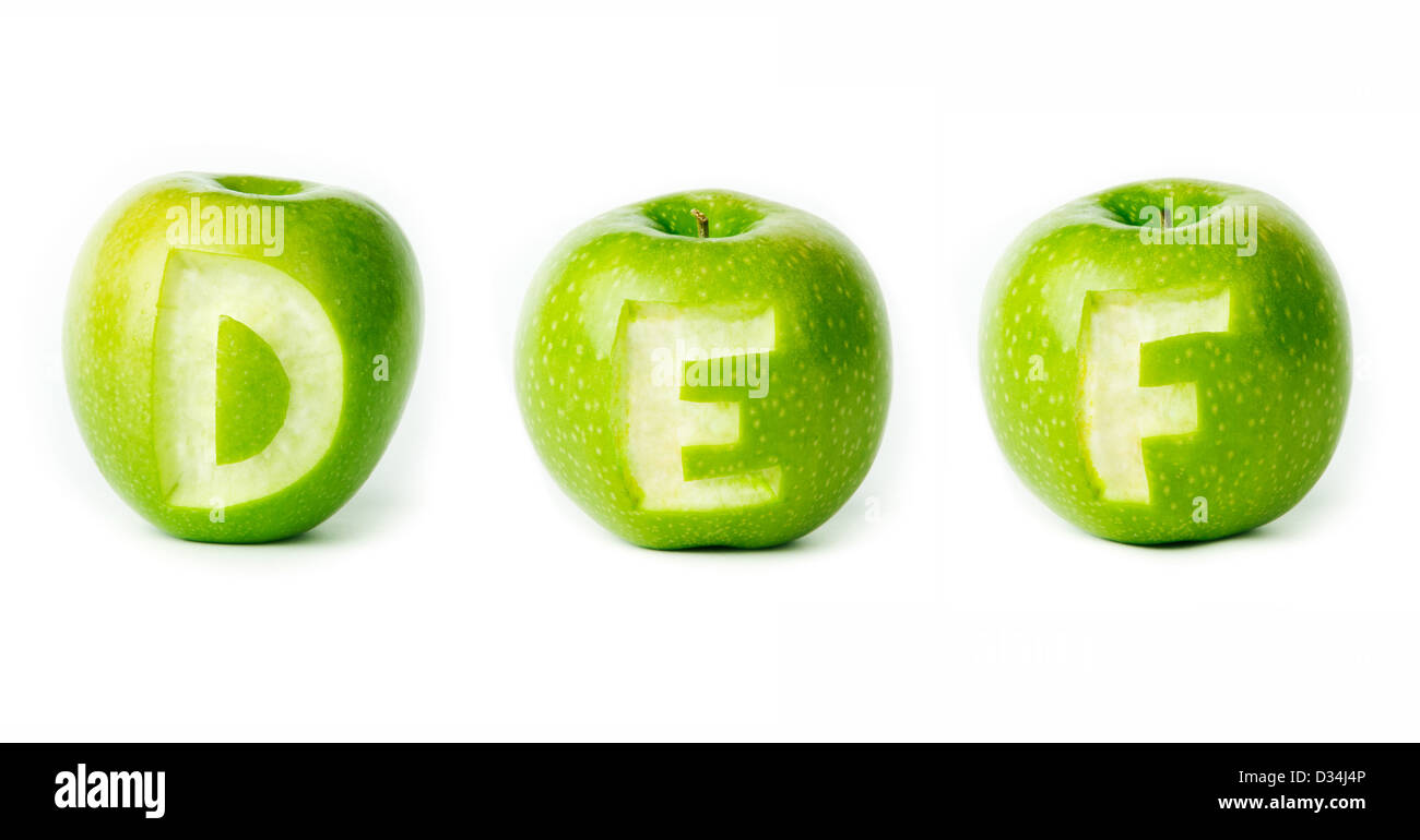 Fresh green apple alphabet. Part of the collection Stock Photo - Alamy