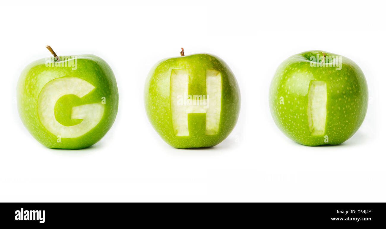 Fresh green apple alphabet. Part of the collection Stock Photo - Alamy