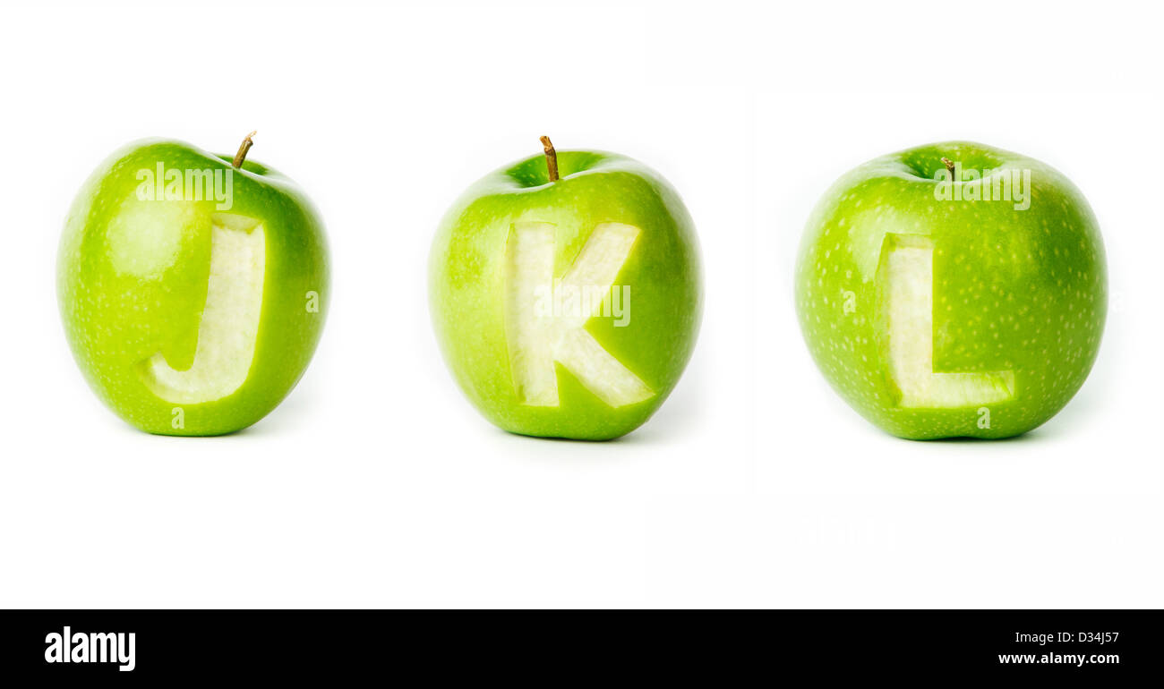 Fresh green apple alphabet. Part of the collection Stock Photo - Alamy