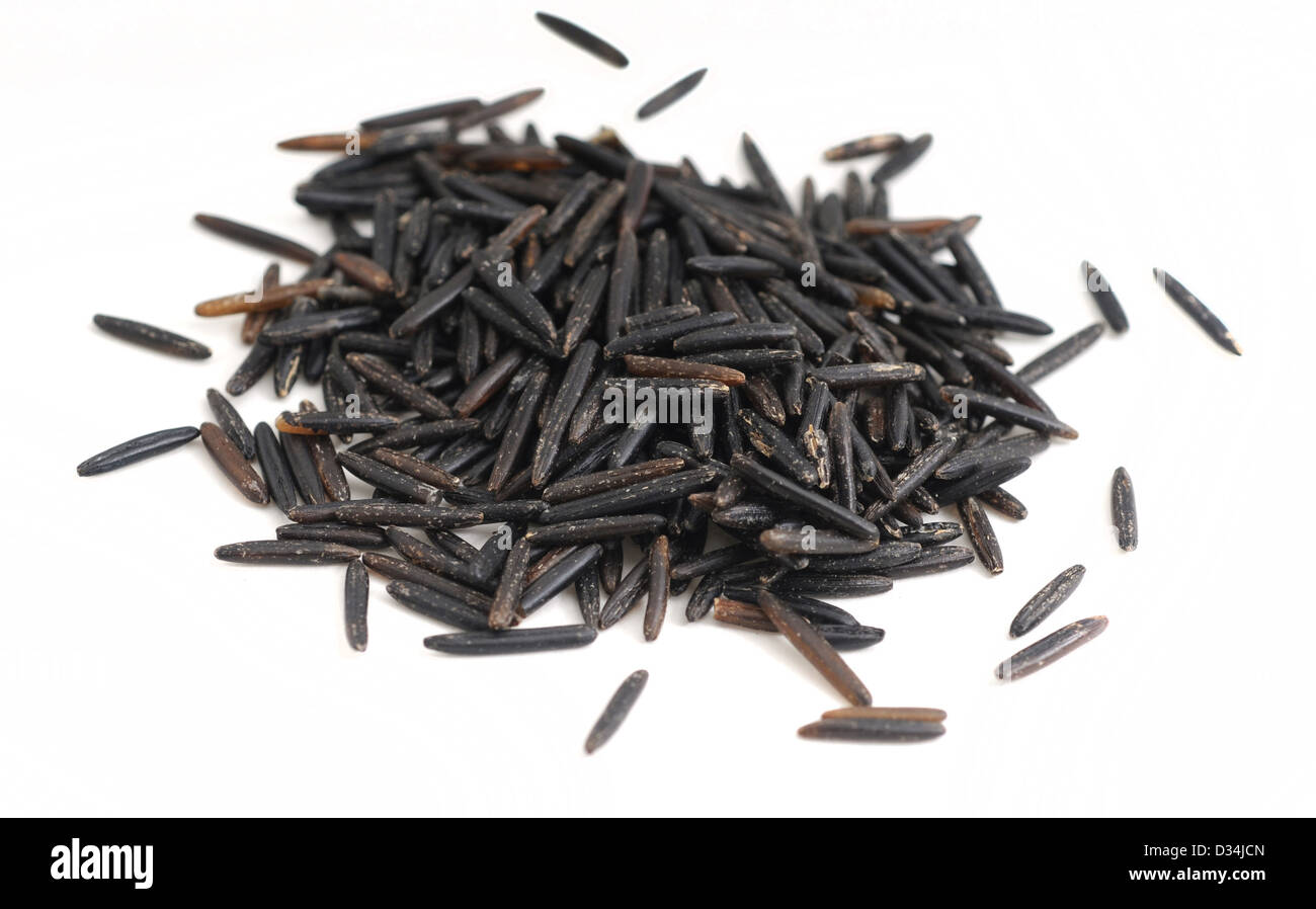 Wild rice which is a whole grain on a white background Stock Photo - Alamy