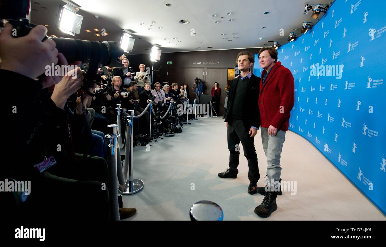 German actors Uwe Bohm (R) and Lars Rudolph pose at the photocall for ...