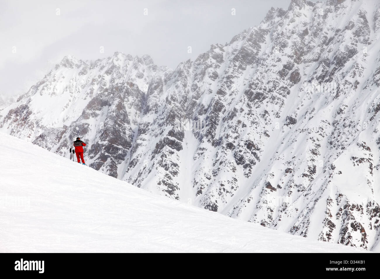 Skier on top of the mountain. Cheget Mount. Russia. Caucasus Stock ...