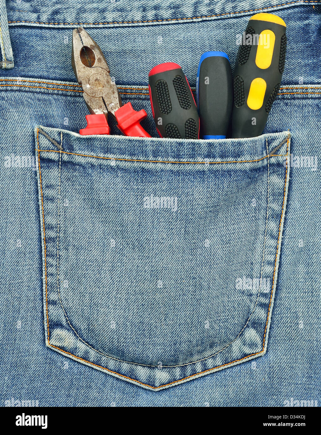 Worker's back pocket with tools Stock Photo - Alamy
