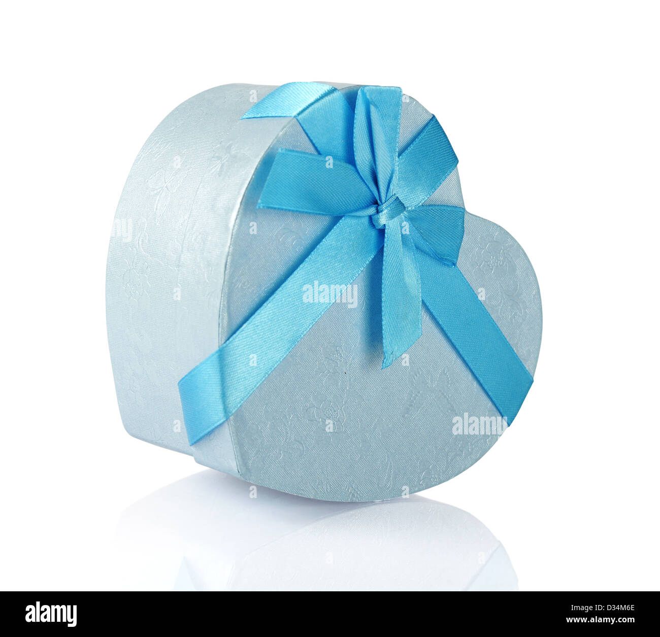 Blue gift box in shape of heart isolated on white background. Clipping ...