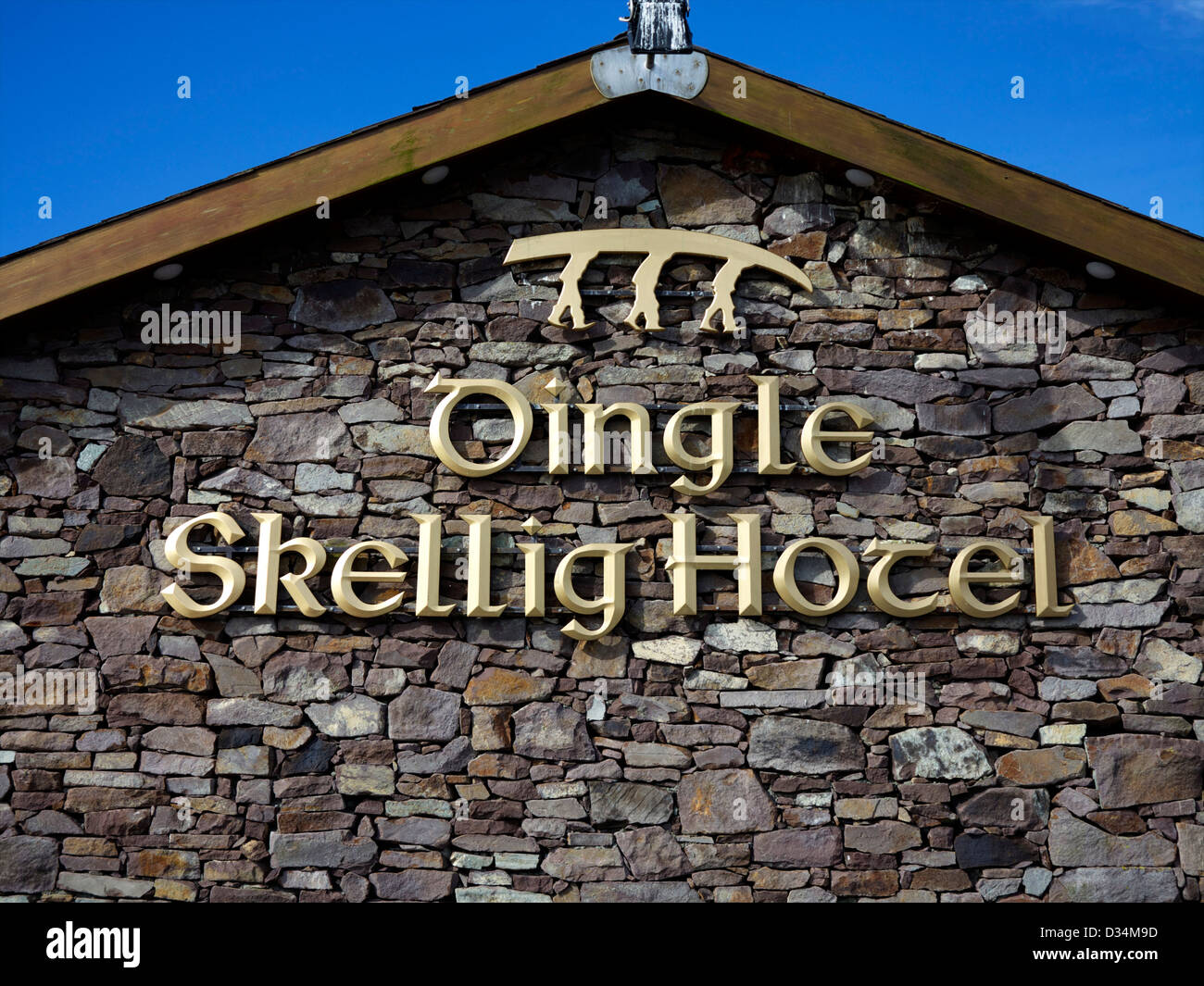 The name "Dingle Skellig Hotel" in gold letters on granite in Dingle ...