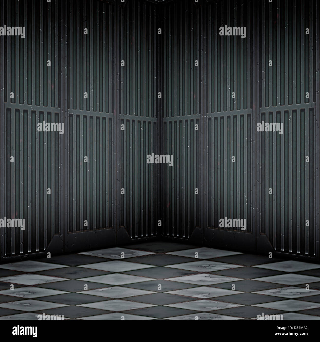 An image of a dark steel room Stock Photo - Alamy