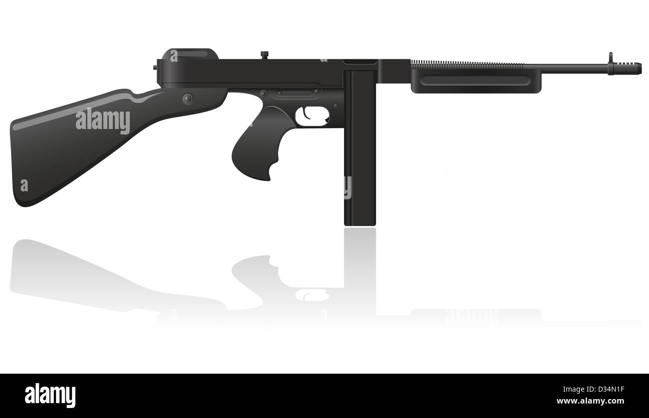 gangster gun Thompson illustration isolated on white background Stock ...