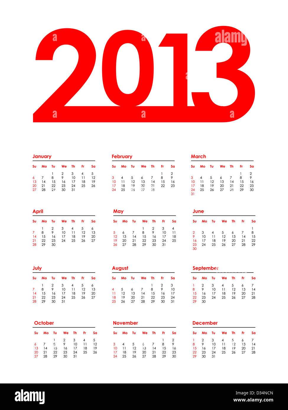 2013 calendar with special design Stock Photo - Alamy