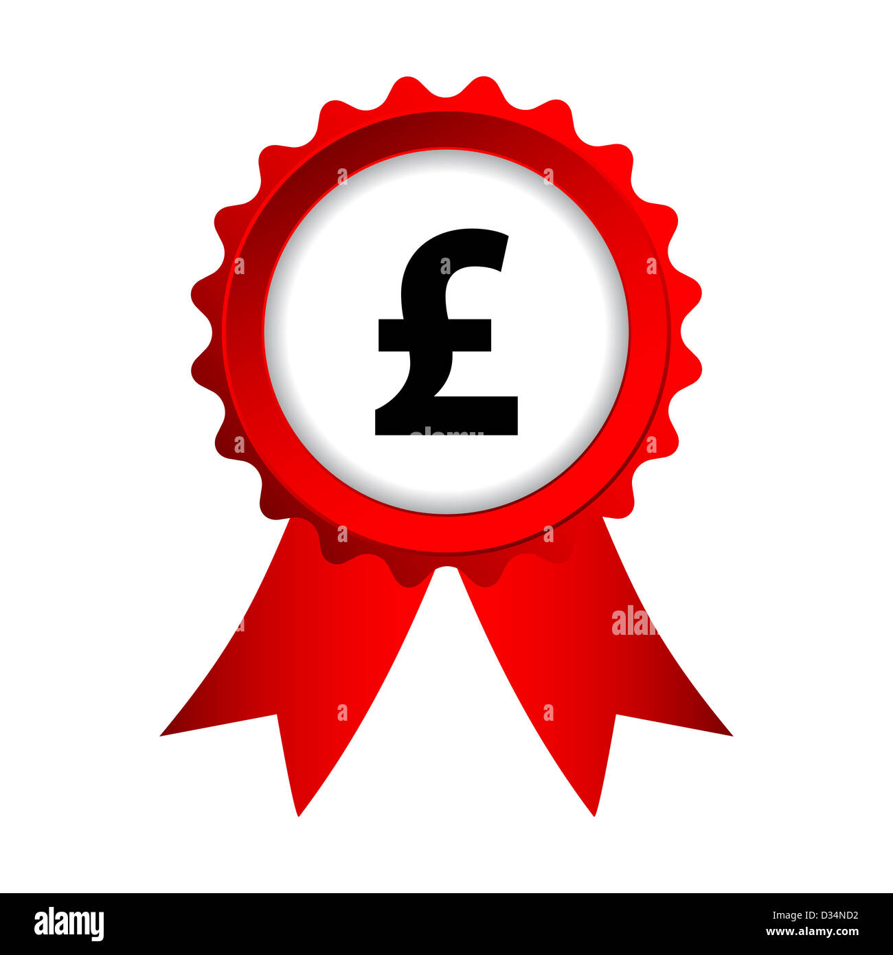red label with ribbons and pound sign Stock Photo - Alamy