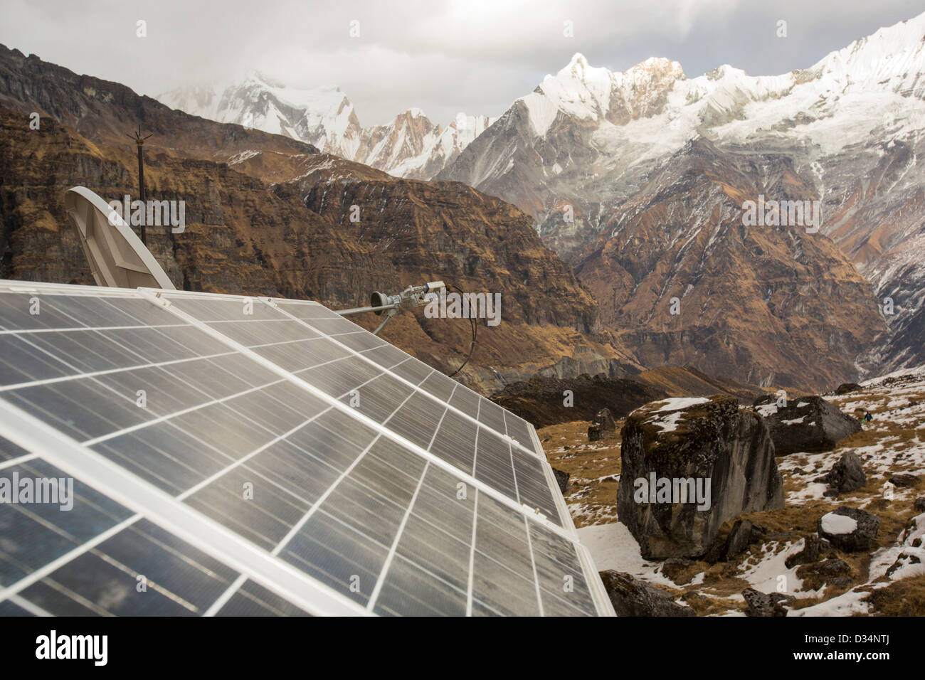 Solar photo voltaic panels powering a Guest house at Annapurna Base ...