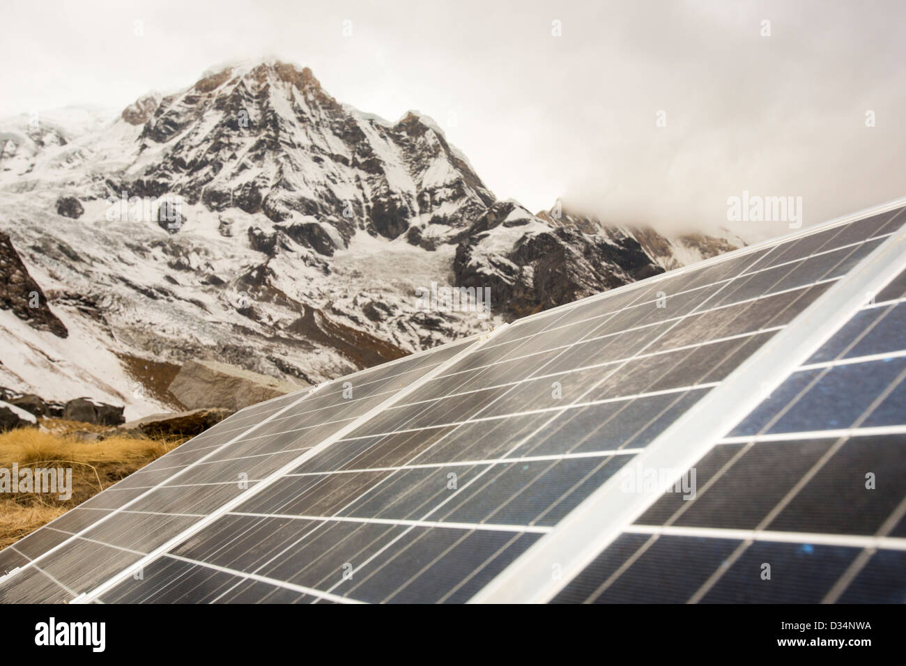 Solar photo voltaic panels powering a Guest house at Annapurna Base ...