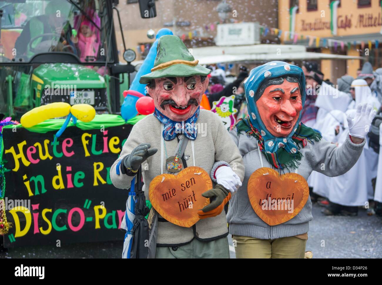Carnival revelers party at the street carnival in the traditional ...