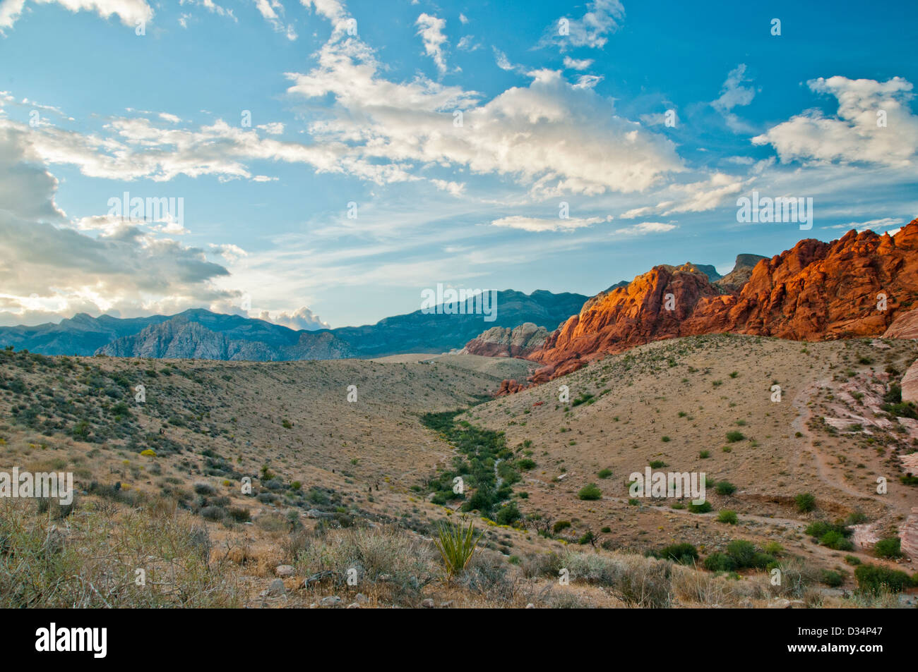 Red rock canyon and the light is fading, shot from the Calico tanks ...