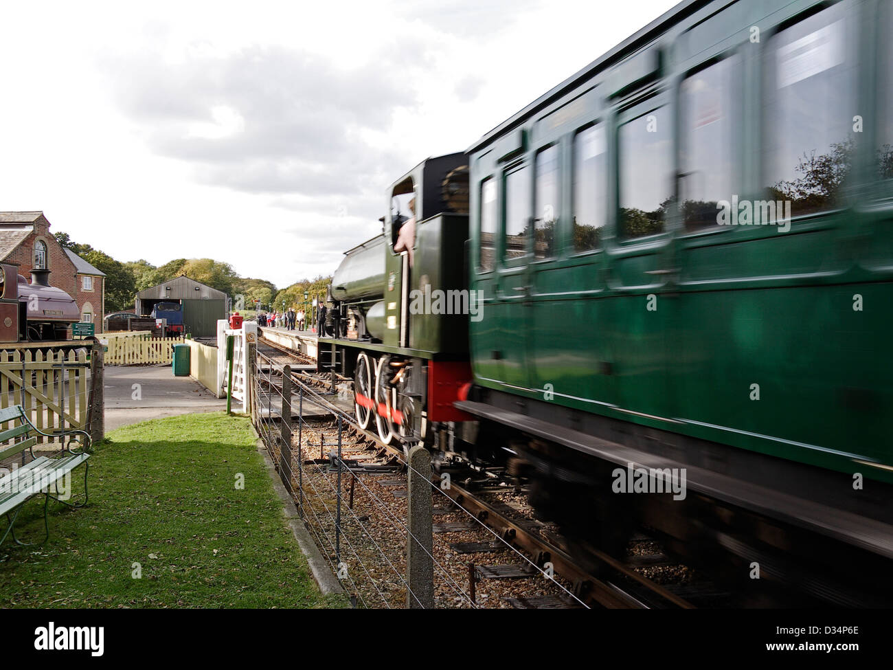 Preserved steam train running on track Isle of Wight Hampshire Stock ...