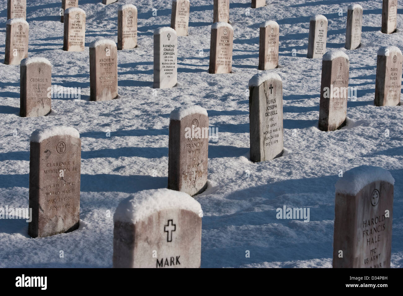 Grave stones in the Sitka National Cemetery, Sitka, Alaska, USA Stock ...