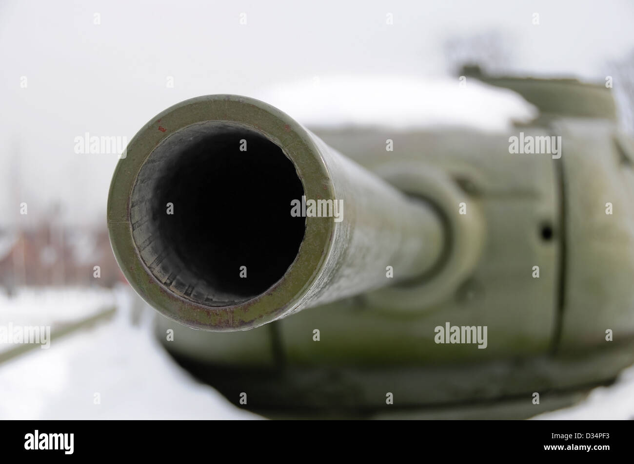 Sight of war. Trunk of a gun of tank T-34. The USSR 1945 Stock Photo ...
