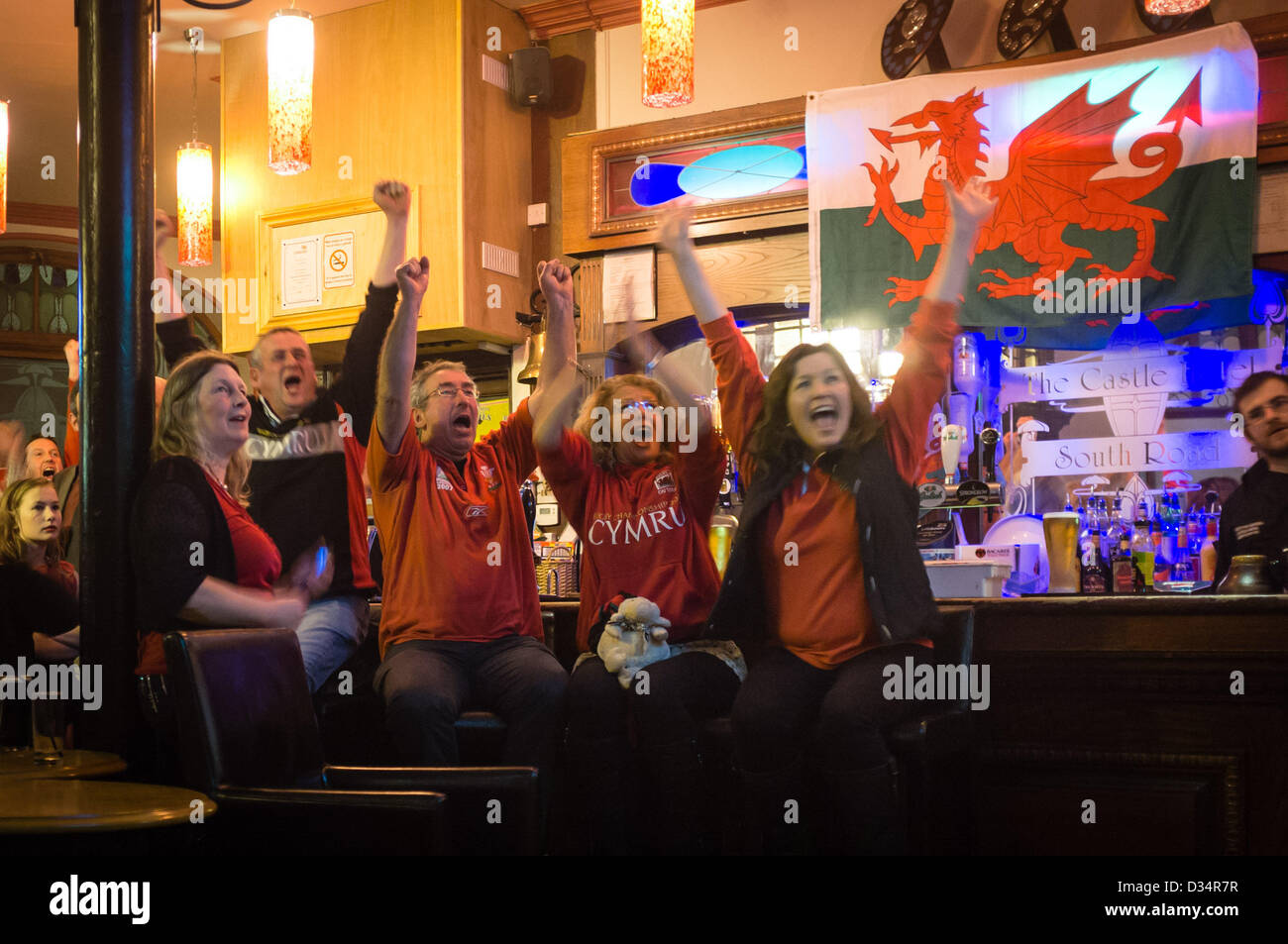 Welsh fans watch wales hi-res stock photography and images - Alamy