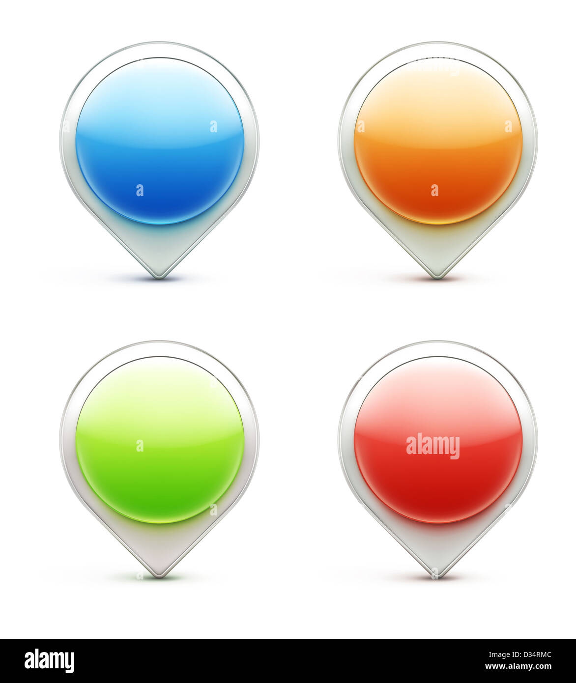 set of glossy map location pointer icons Stock Photo - Alamy