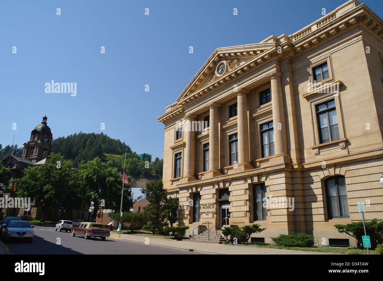 Blue sky oblique view neo-classical US Post Office and former Federal ...