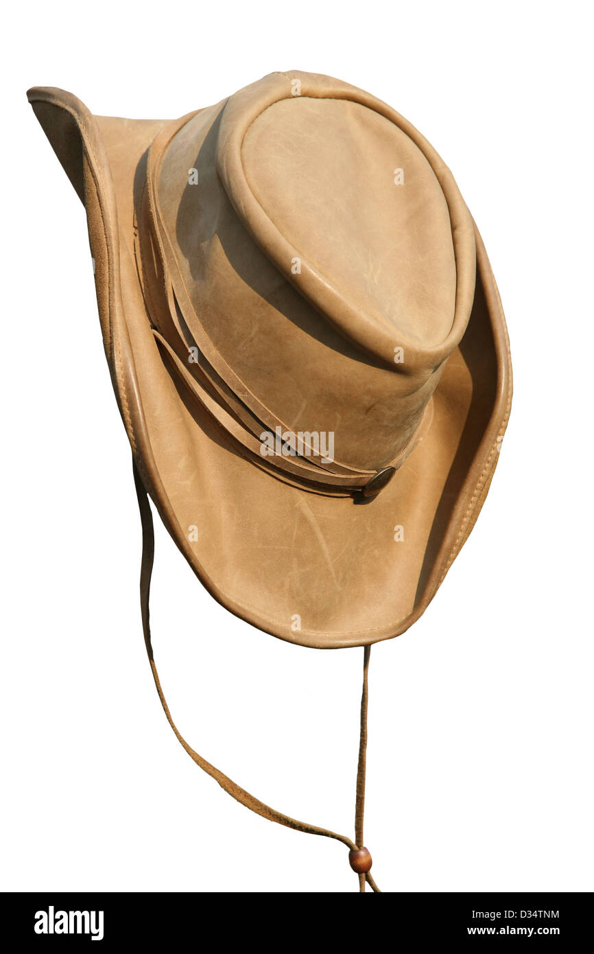 Leather beige hat of the cowboy Stock Photo - Alamy