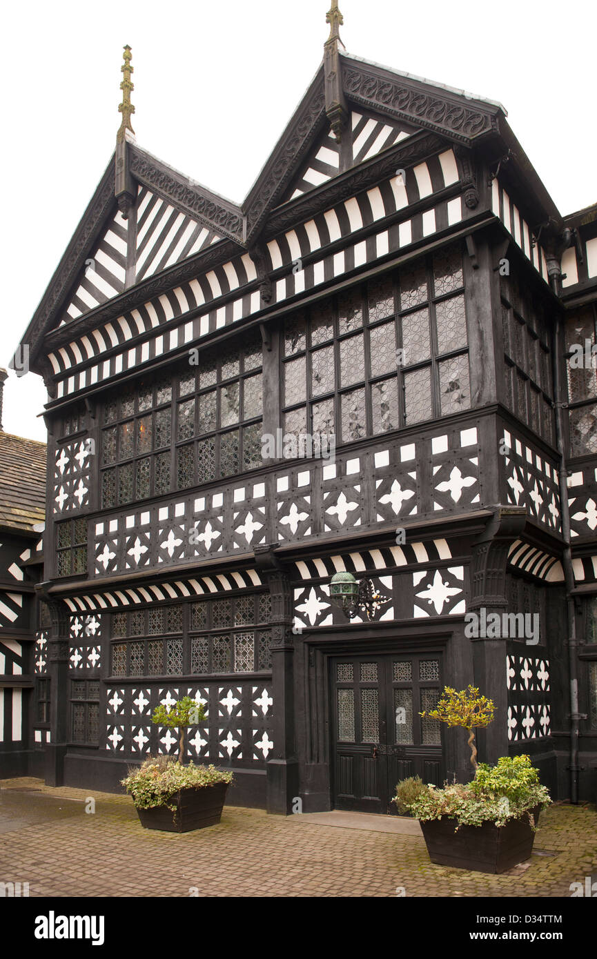 front view bramhall hall elizabethan manor house in stockport greater ...