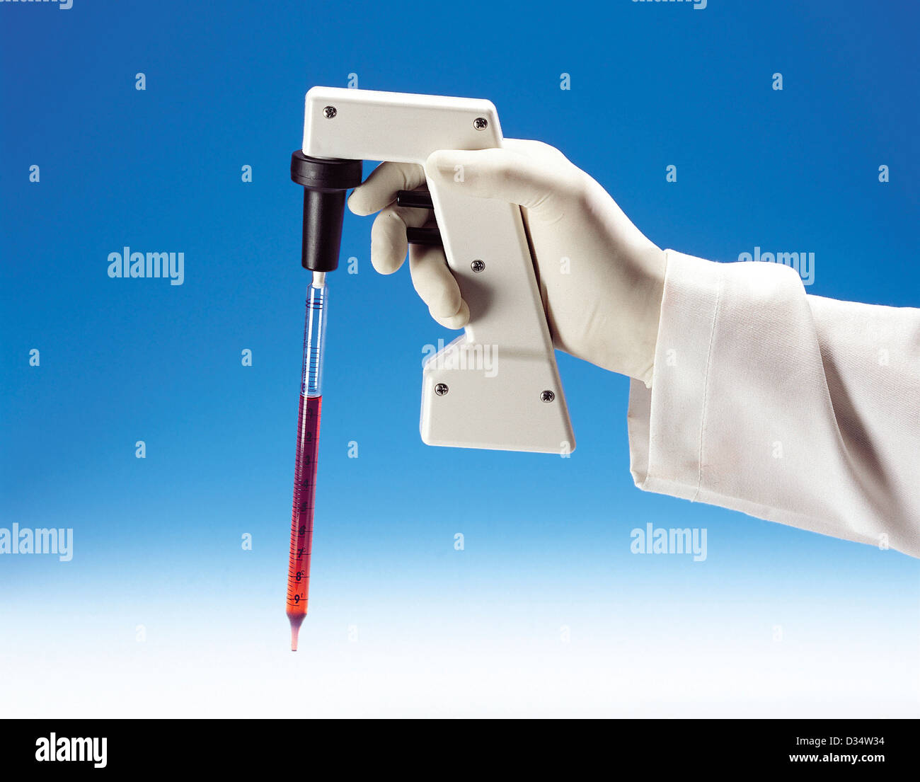 Gloved Hand Holding Pipette Stock Photo - Alamy
