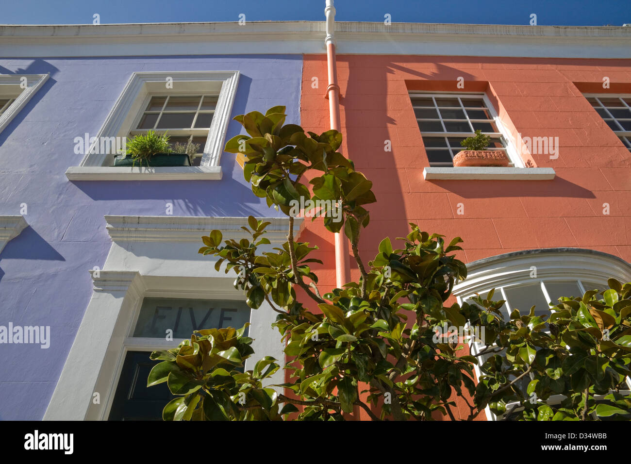 Kensington terrace houses painted in pastel colours Stock Photo - Alamy