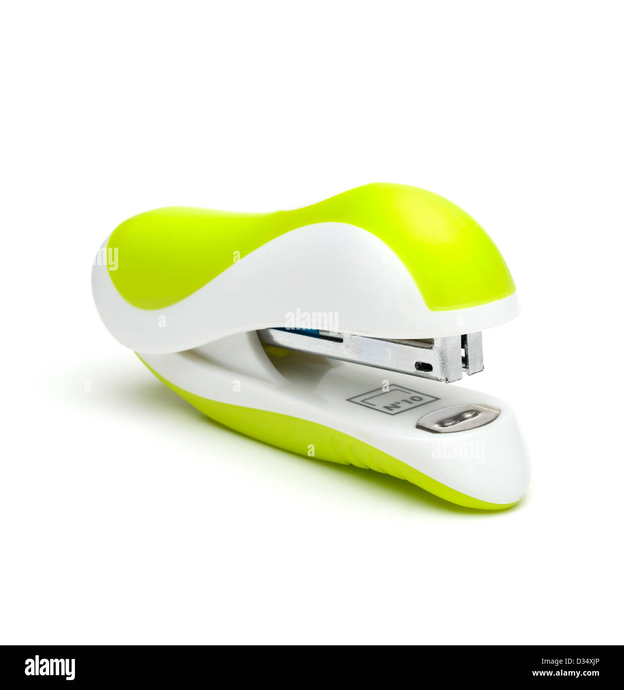 Green stapler isolated on white background Stock Photo - Alamy