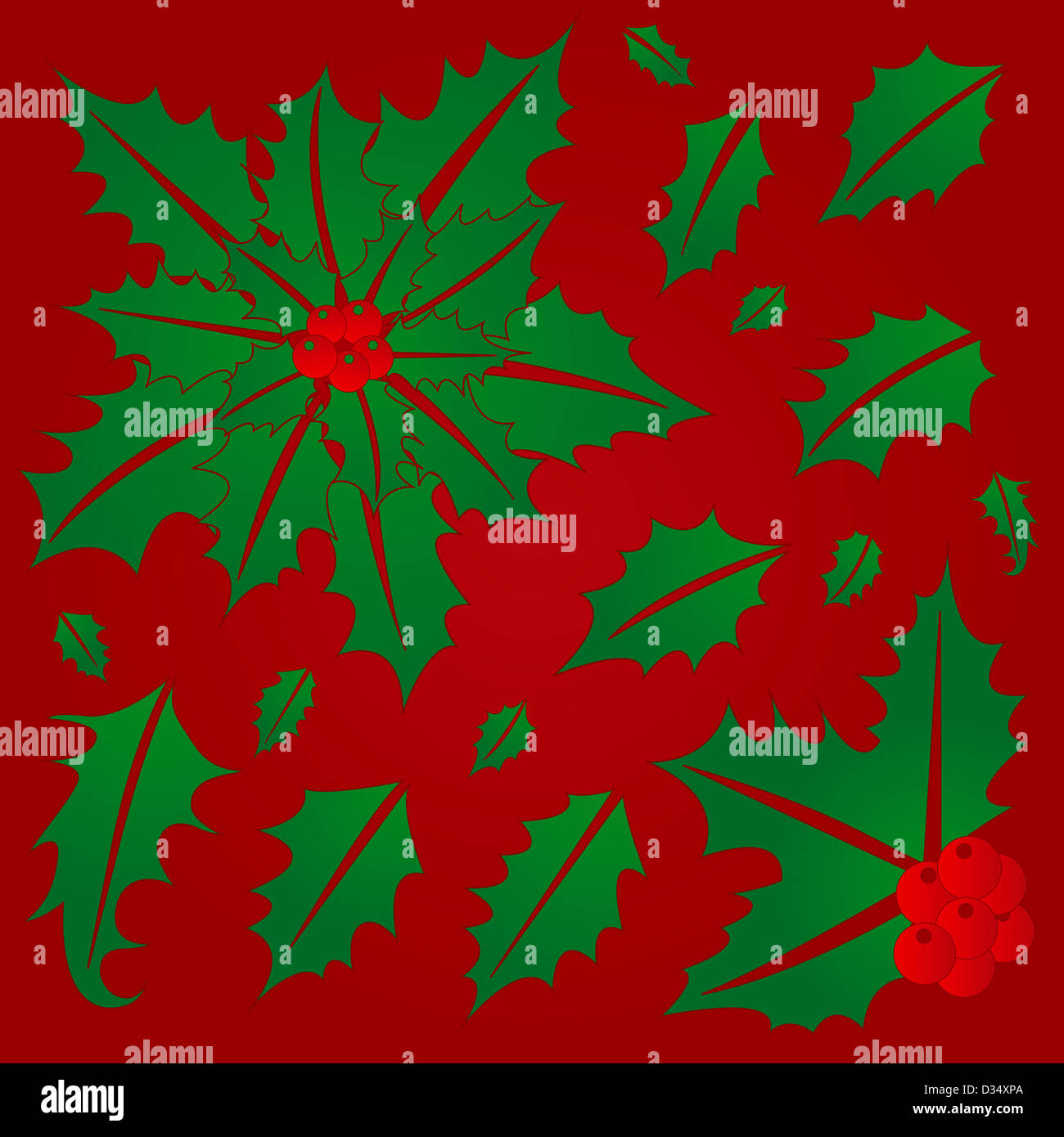 Holly Leaves and Berries Stock Photo - Alamy