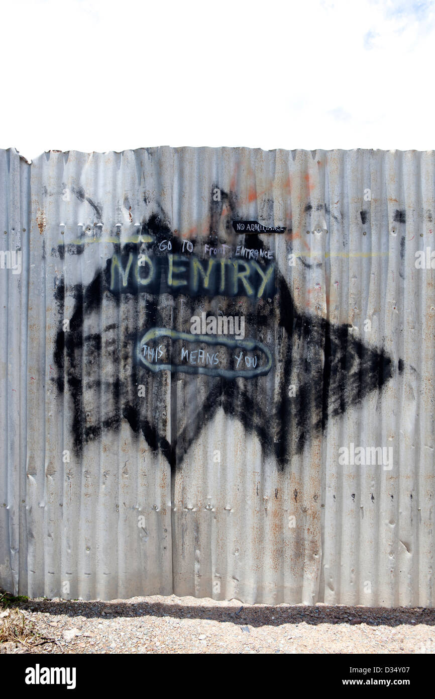 Gate with 'no entry' written on Australian map, Townsville, North ...