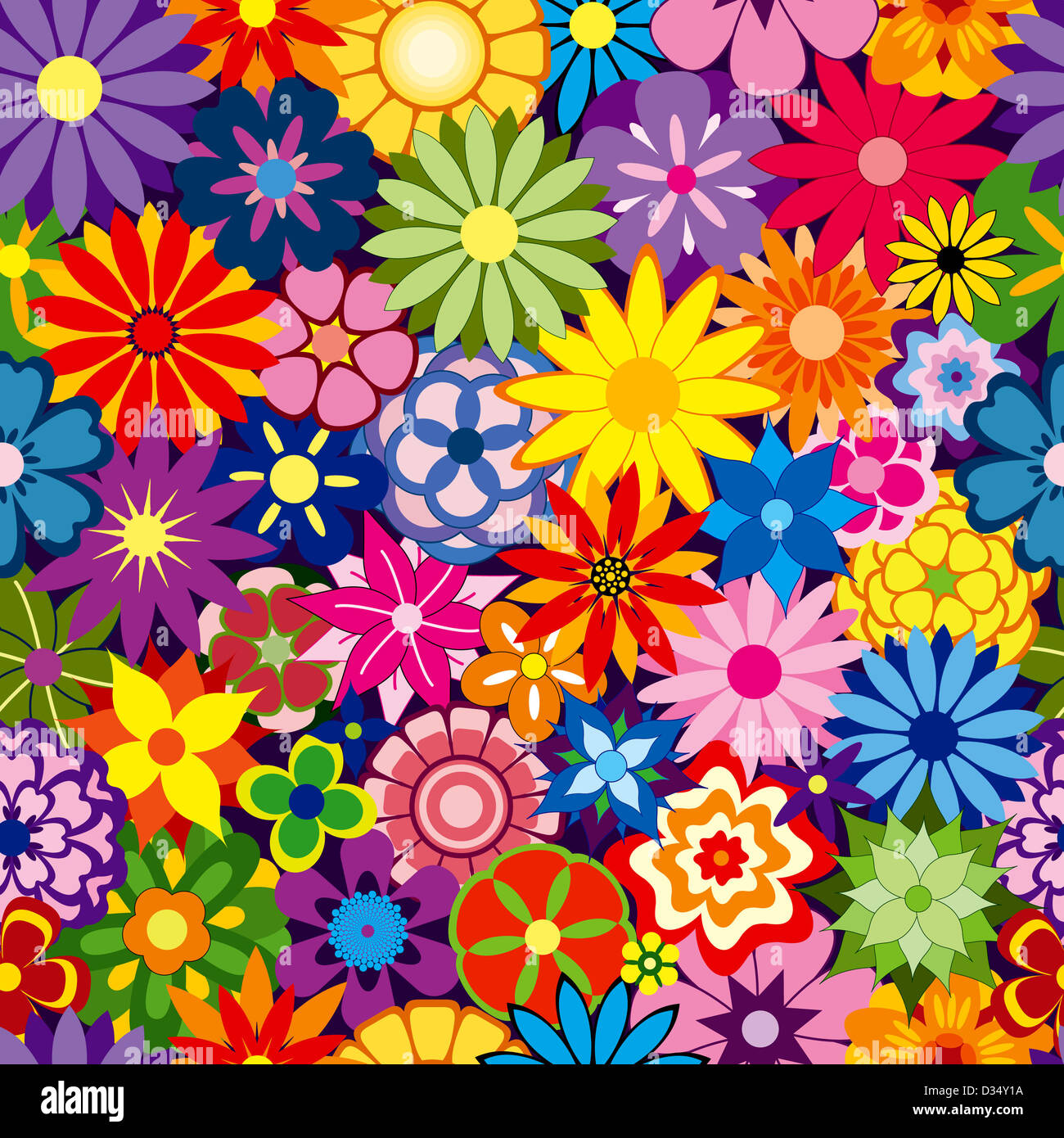 Colorful Seamless Repeating Flower Background Stock Photo - Alamy