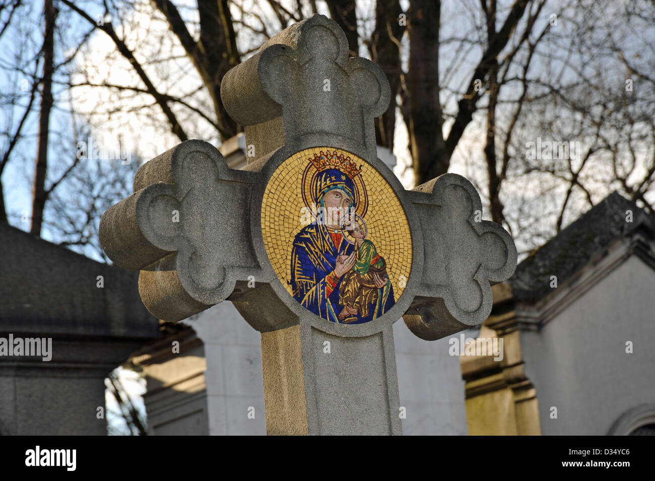 Mosaic cross of virgin Mary Stock Photo - Alamy