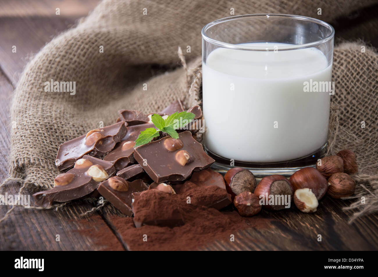 Pieces of dark Hazelnut Chocolate Stock Photo - Alamy