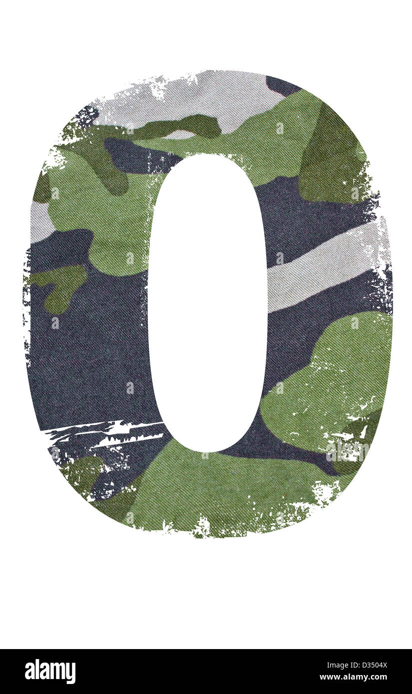 0, number from military fabric texture on white background Stock Photo ...