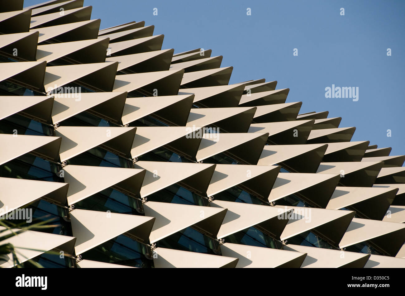 Aluminium sun shade control panels on the roof of the Esplanade ...
