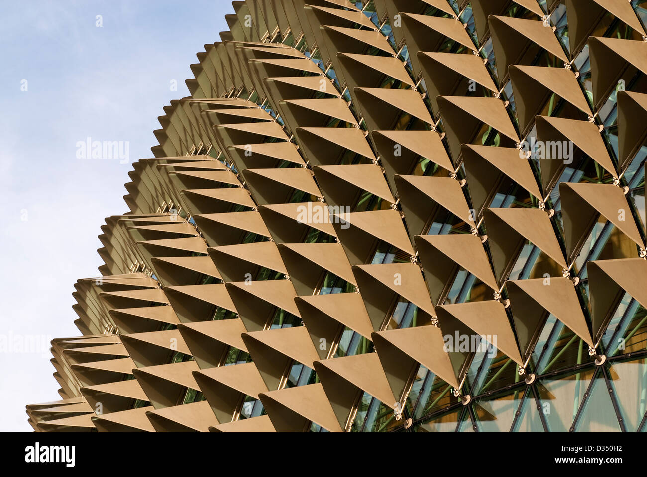 Aluminium sun shade control panels on the roof of the Esplanade ...