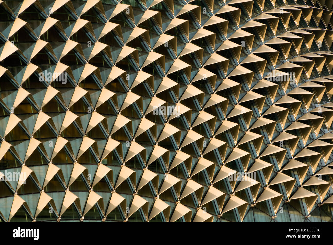 Aluminium sun shade control panels on the roof of the Esplanade ...