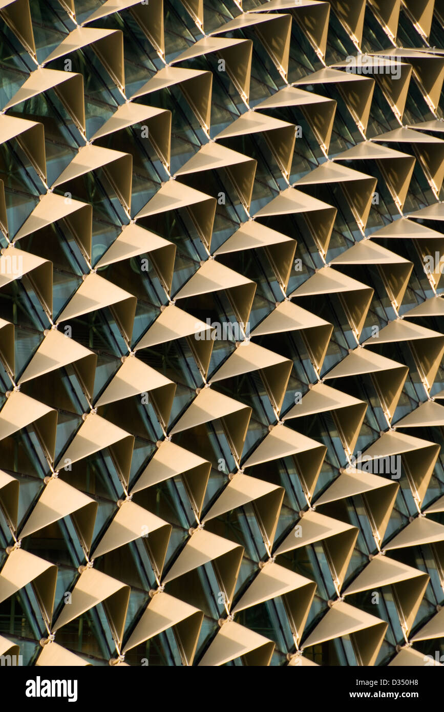 Aluminium sun shade control panels on the roof of the Esplanade ...