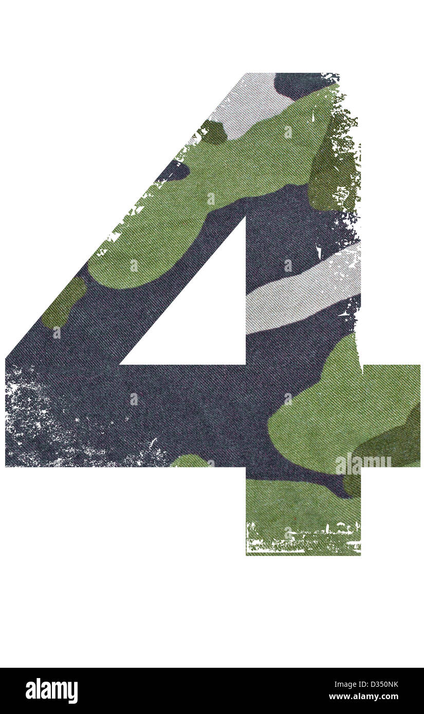 4, number from military fabric texture on white background Stock Photo ...