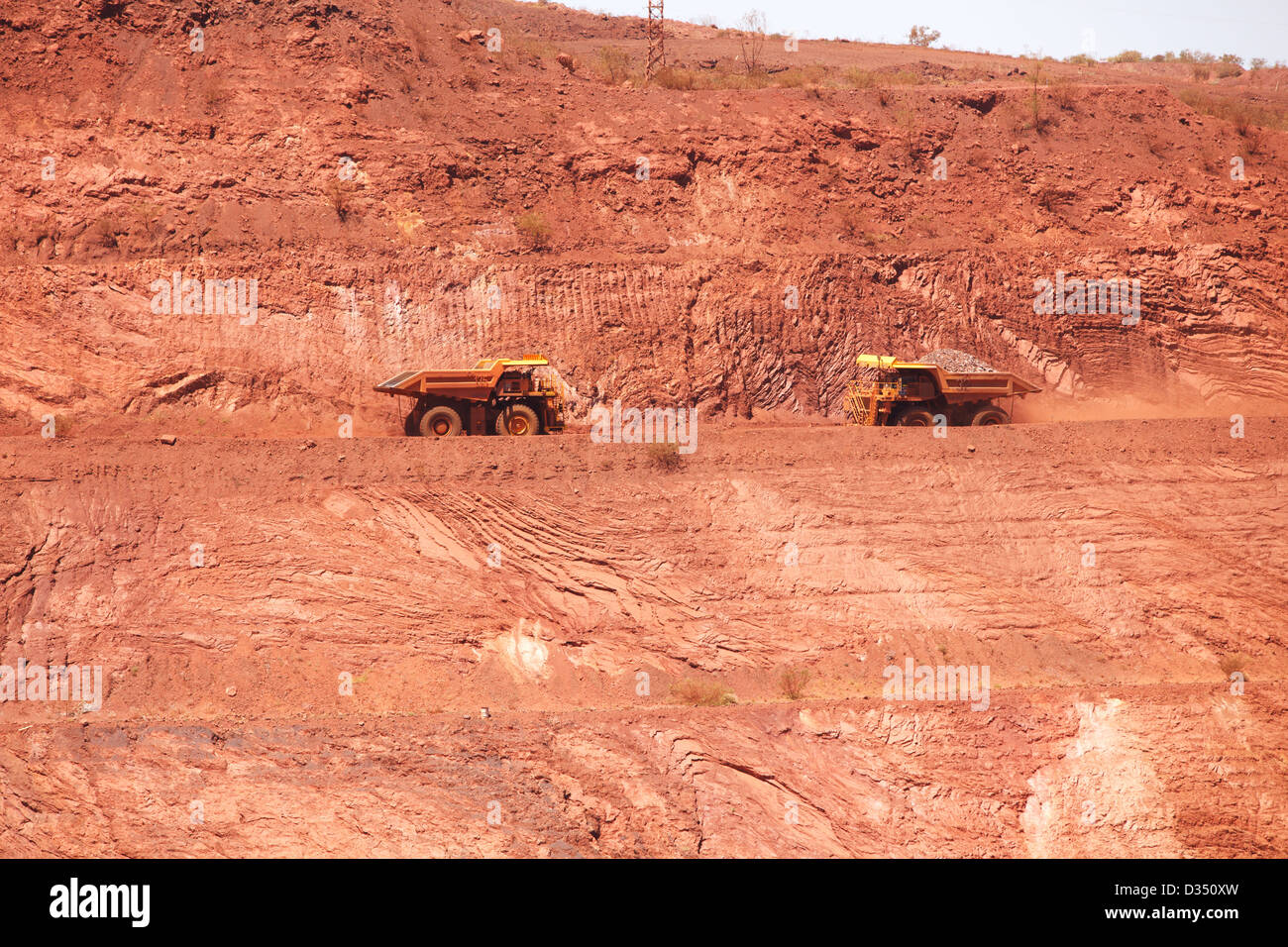 Mining truck working in iron ore mines, Western Australia Stock Photo ...