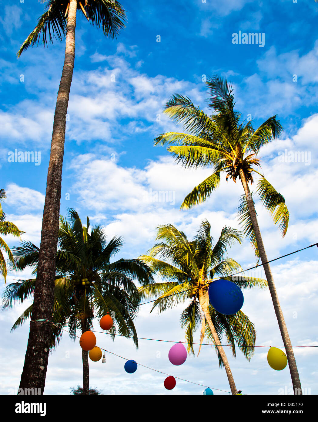 Coconut trees with multi-colored balloons. Was designed as part of the ...