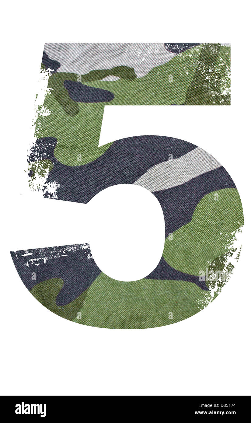 5, number from military fabric texture on white background Stock Photo ...